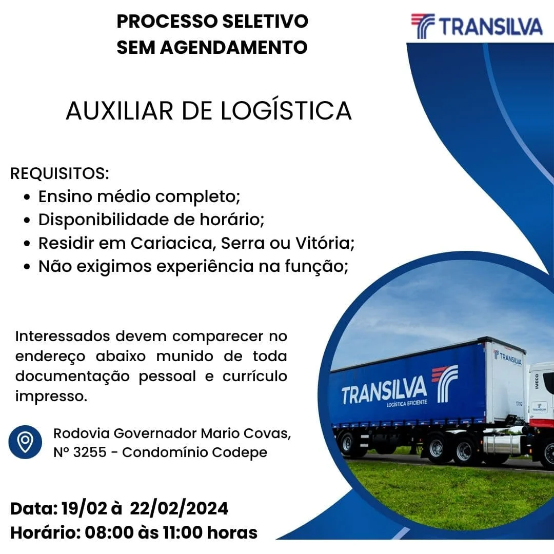 TRANSILVA ABRE PROCESSO SELETIVO SEM AGENDAMENTO